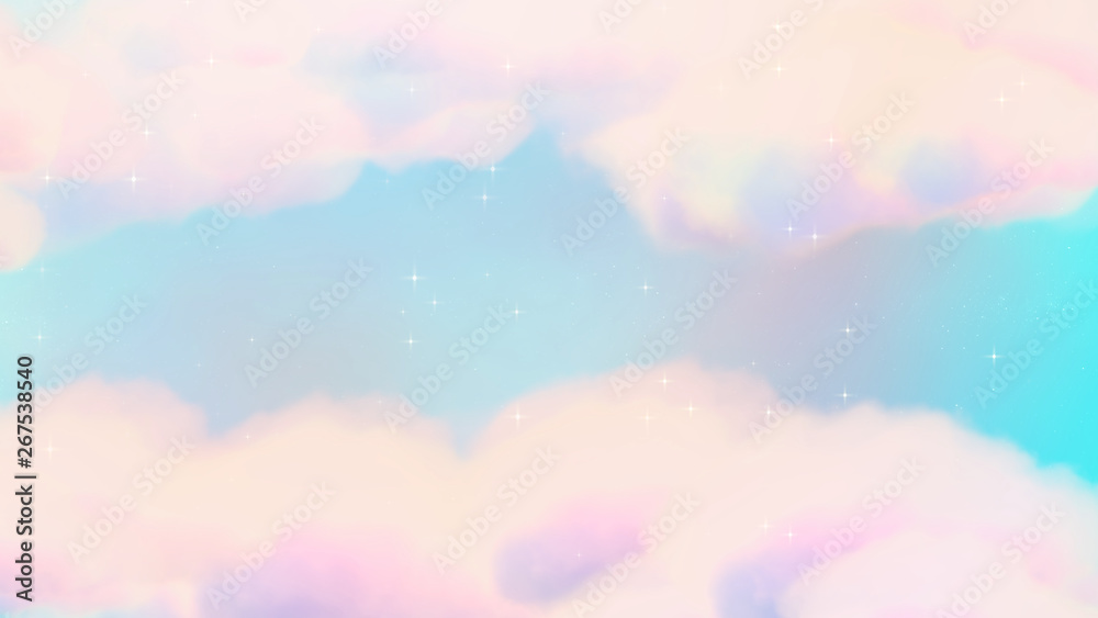 Pastel painted sky with glowing stars. 3d rendering picture. Stock ...