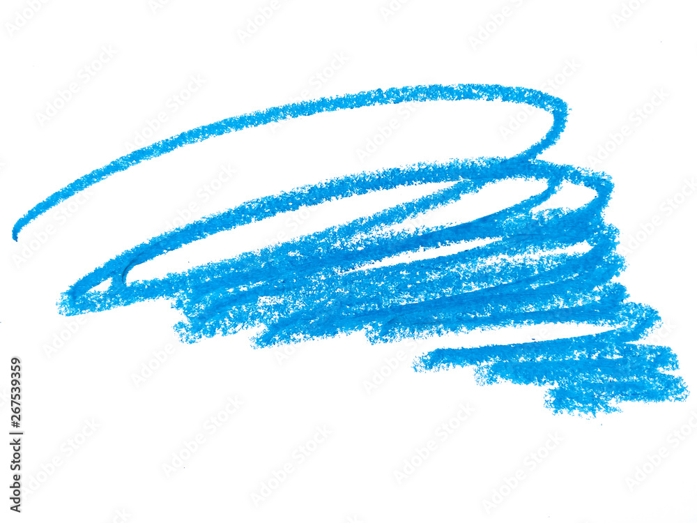 Abstract crayon on white background. Blue crayon scribble texture. Wax ...