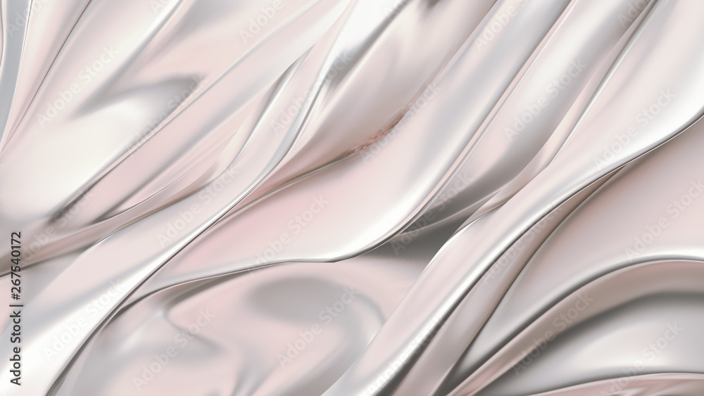 Luxurious silver background with satin drapery. 3d illustration, 3d ...