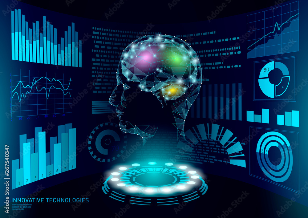 Virtual assistant HUD user display technology. AI artificial ...