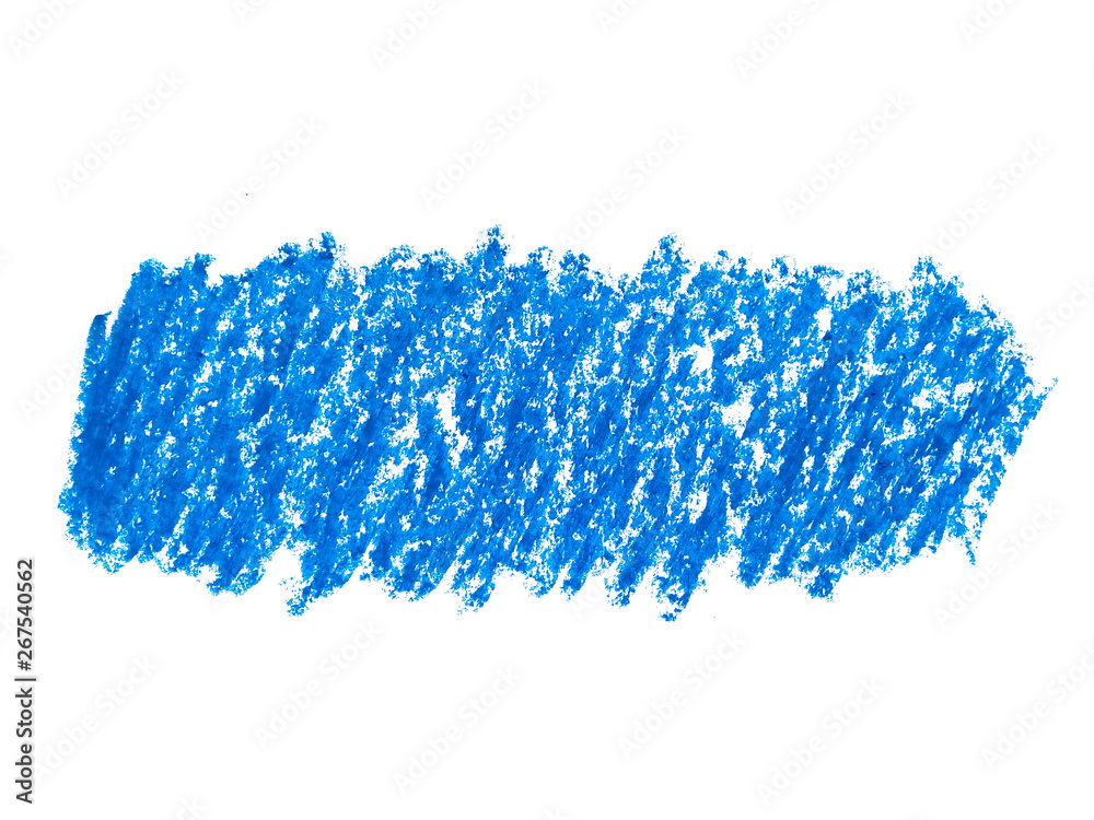 Abstract crayon on white background. Blue crayon scribble texture. Wax ...