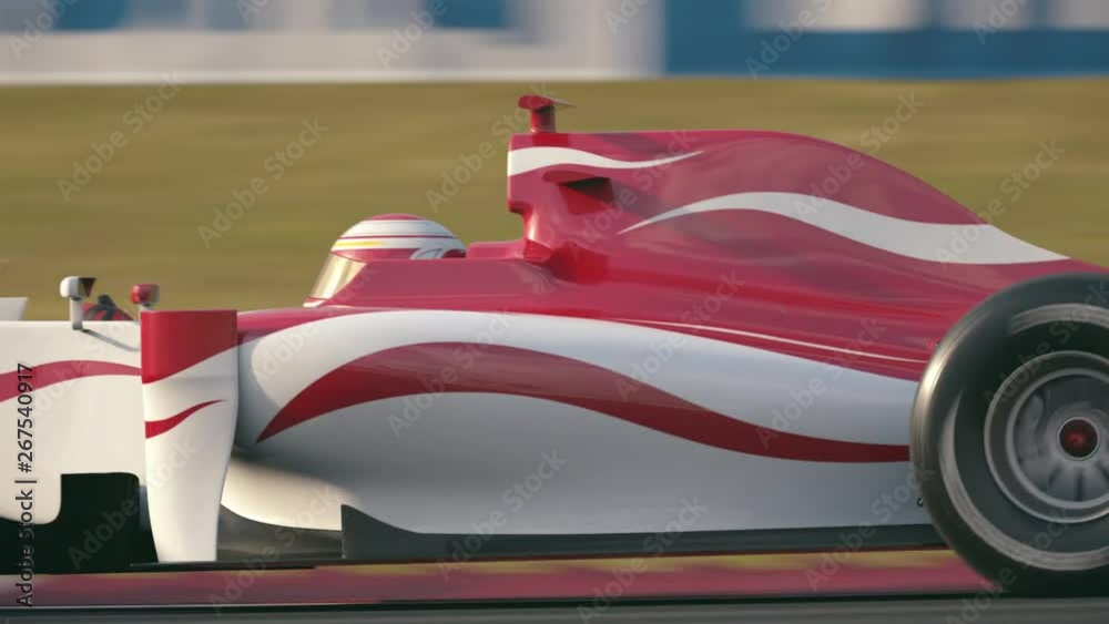 Generic race car driving through a curve towards the camera - realistic ...