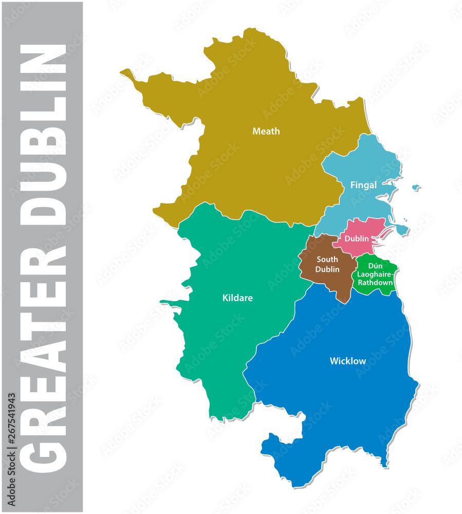 Colorful Greater Dublin Area administrative and political map Stock ...