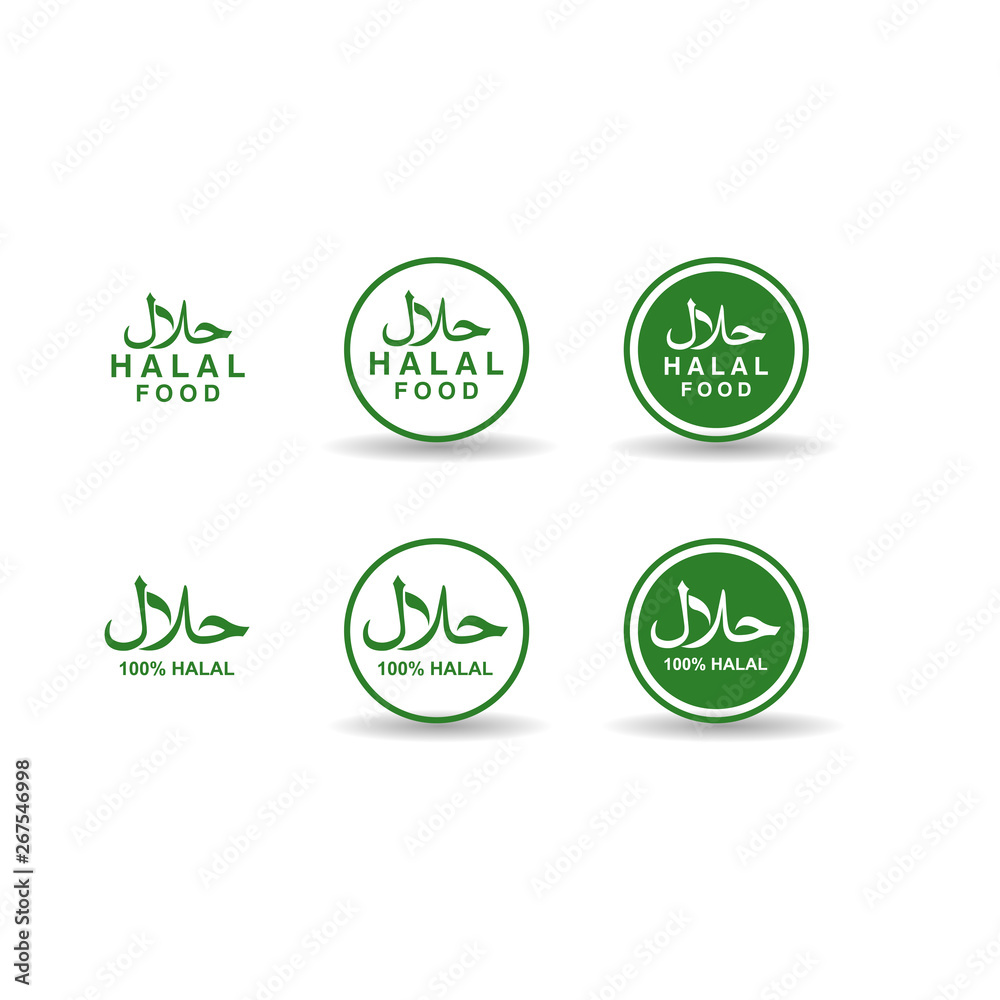 Set of halal logo design vector illustration. Halal food emblem ...