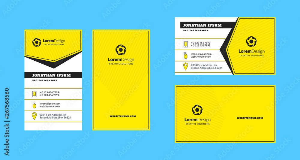 Double-sided creative business card template. Portrait and landscape ...