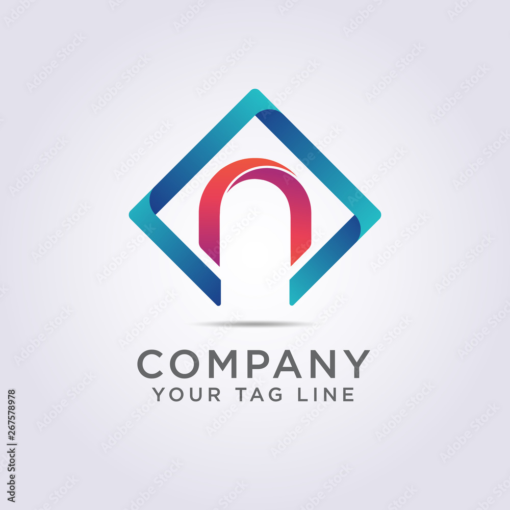 the logo letter N template with modern abstract boxes is suitable for ...