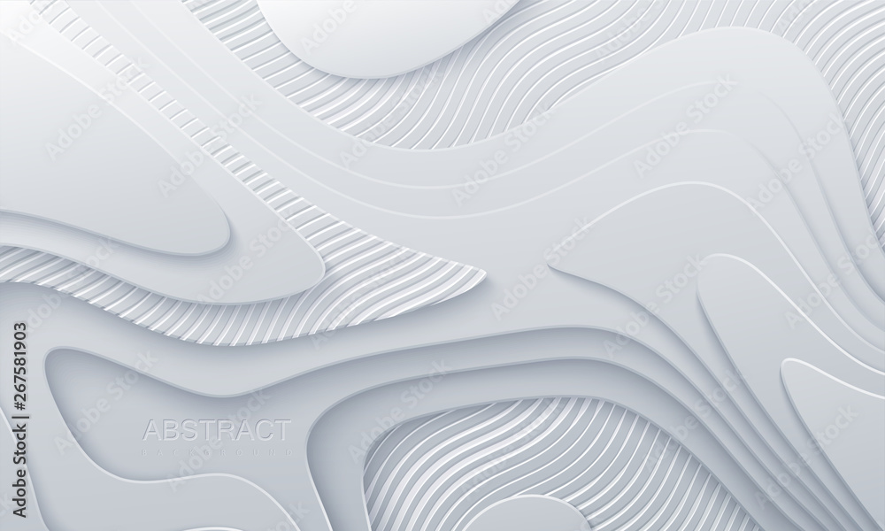 White paper cut background. Abstract realistic papercut decoration with ...