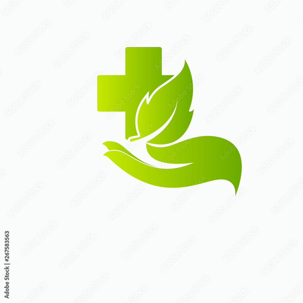 leaf health care green medical logo isolated Stock Vector | Adobe Stock