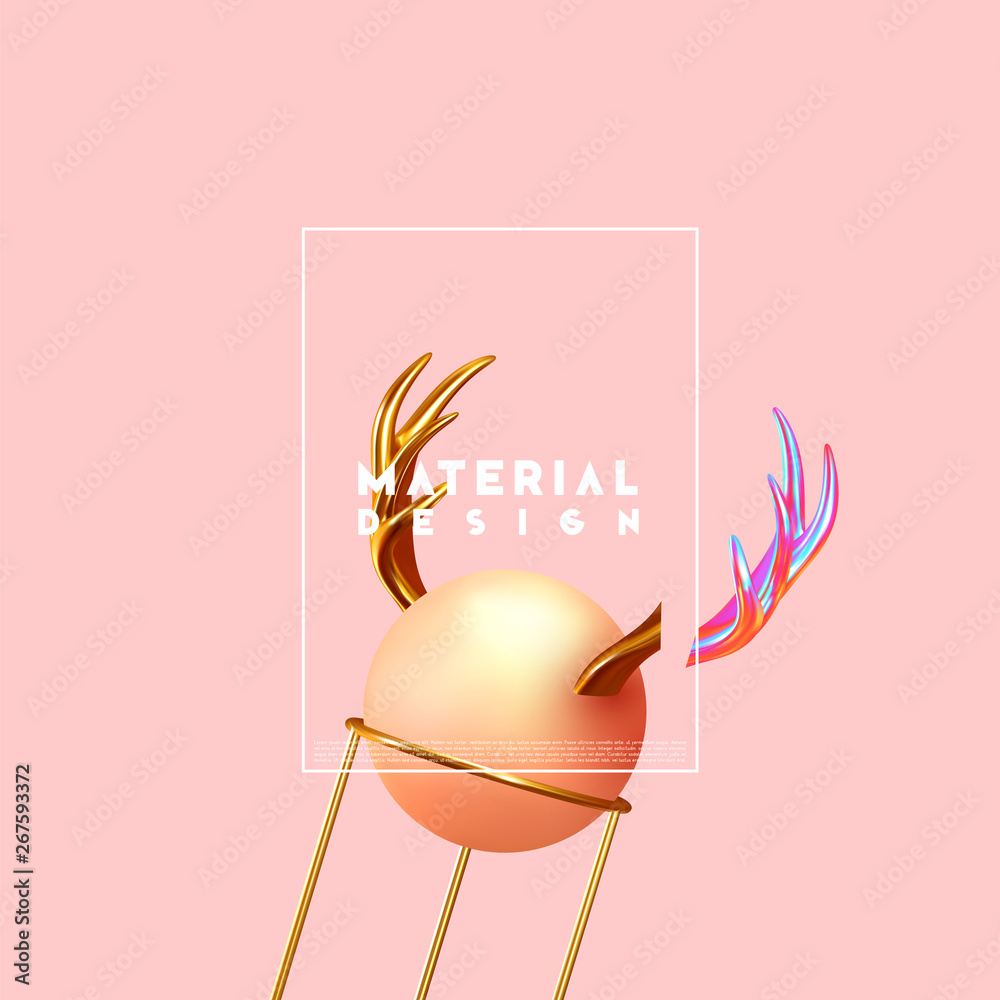 Minimal design with realistic shapes of 3d objects. Stock Vector ...