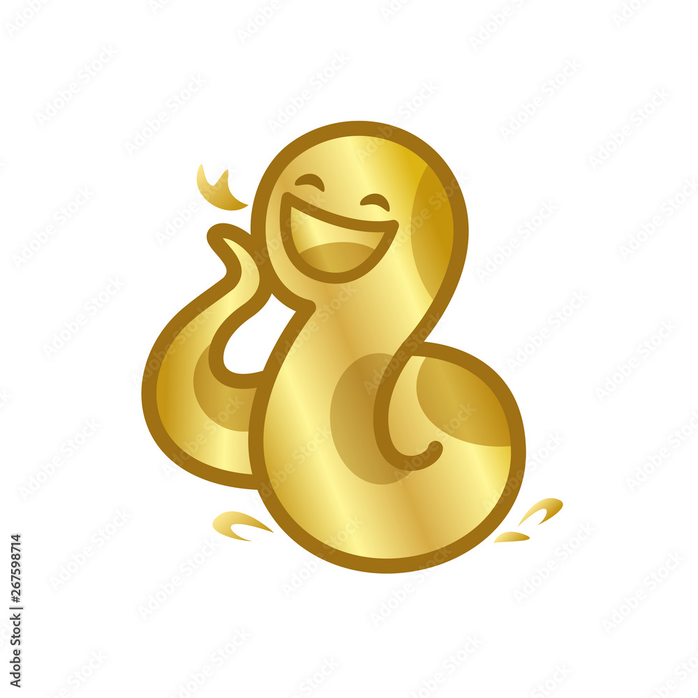 gold snake cartoon character cute isolated on white background ...