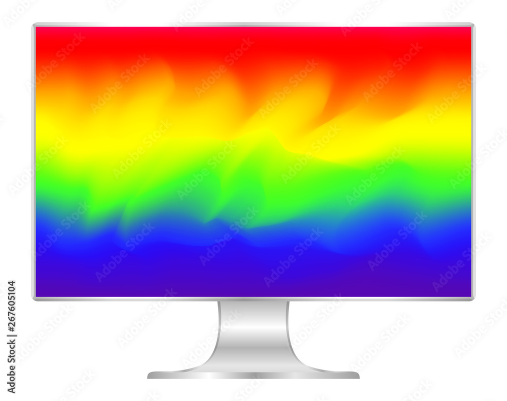 mock up computer and wallpaper colorful colors, flat monitor with multi ...