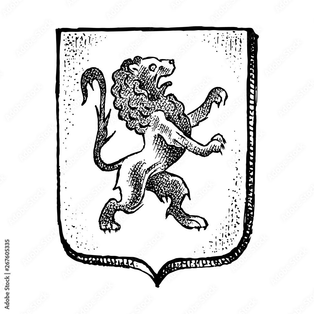 Medieval Lion Symbol Black