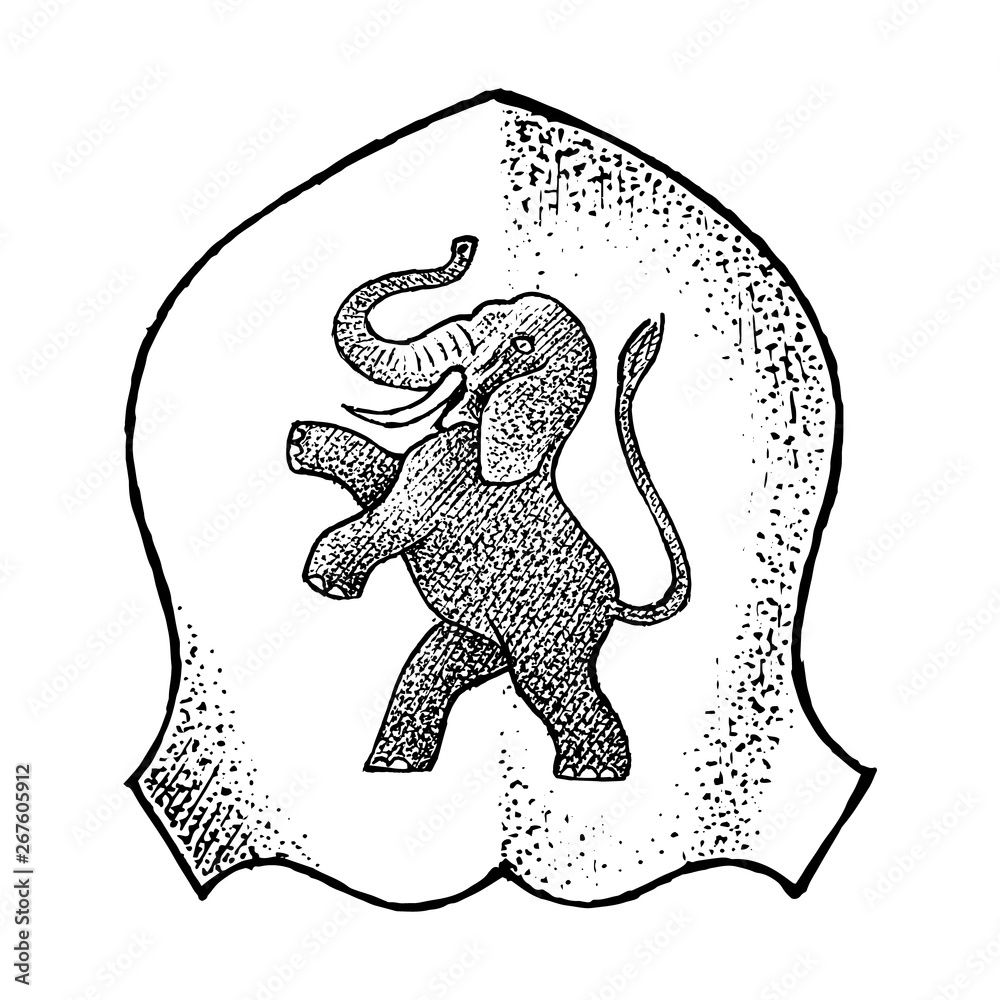 Animal for Heraldry in vintage style. Engraved coat of arms with ...