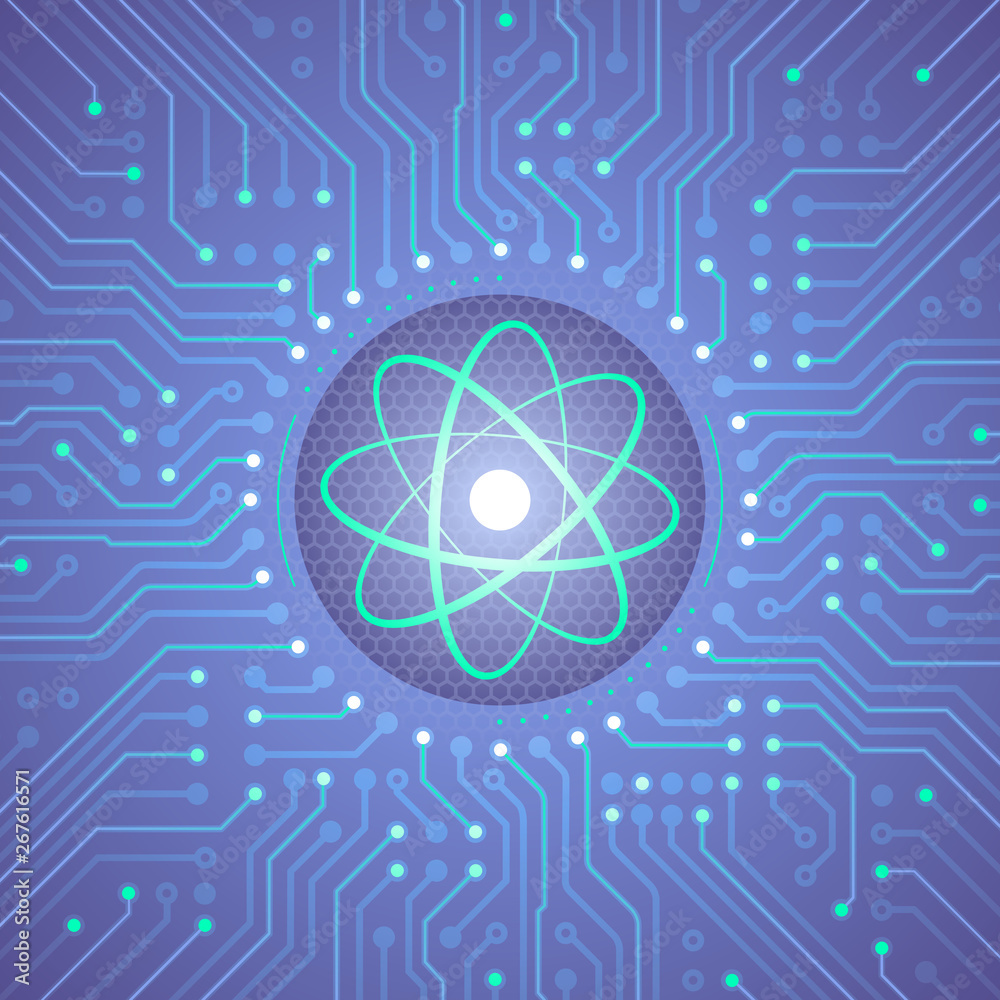 Quantum Computer. Graphic representation of an abstract 'quantum' CPU ...