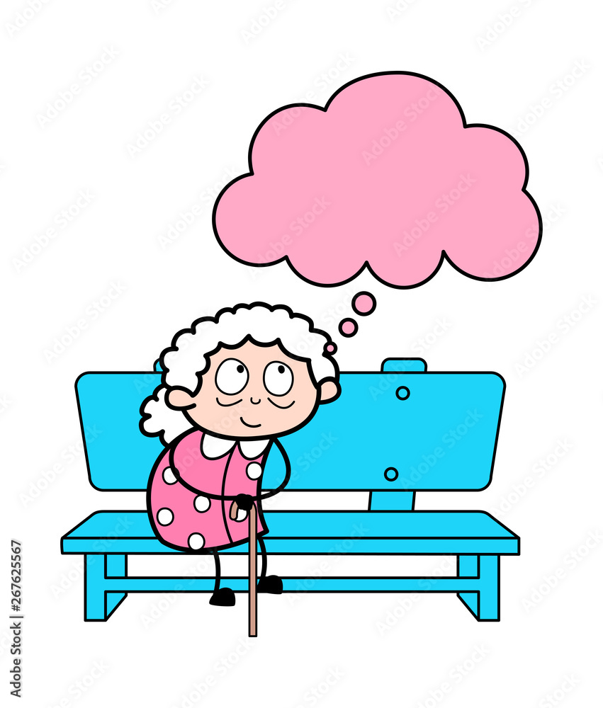 Thinking and Planning - Old Woman Cartoon Granny Vector Illustration ...