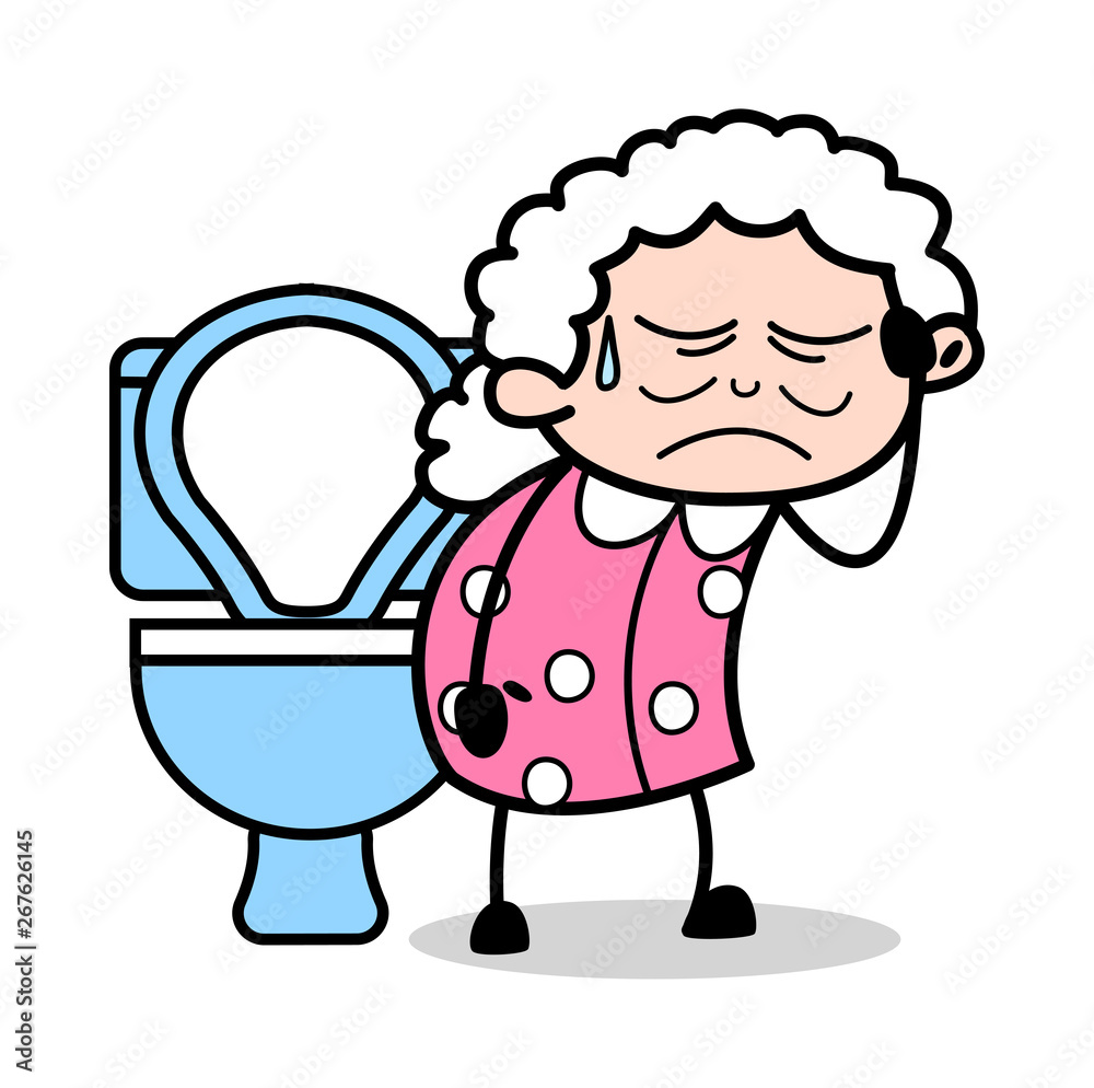 Constipation - Old Woman Cartoon Granny Vector Illustration Stock ...