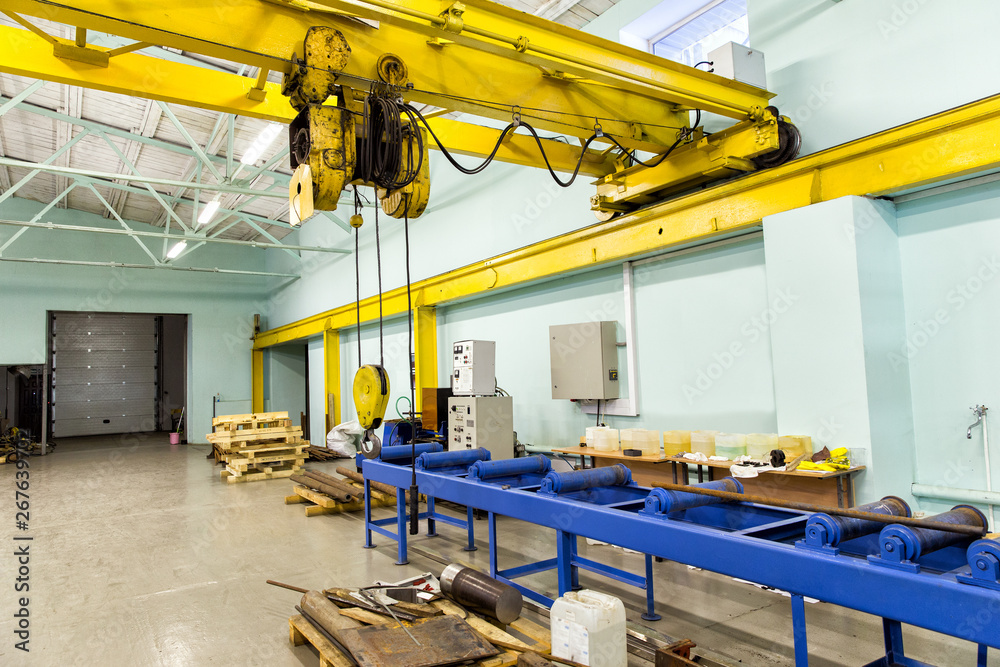 Machine Building Plant. Interior of the modern plant of steel billets ...