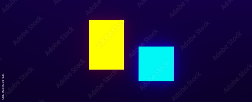 Render de cuadro unicolor con luces neón y materiales plásticos ...