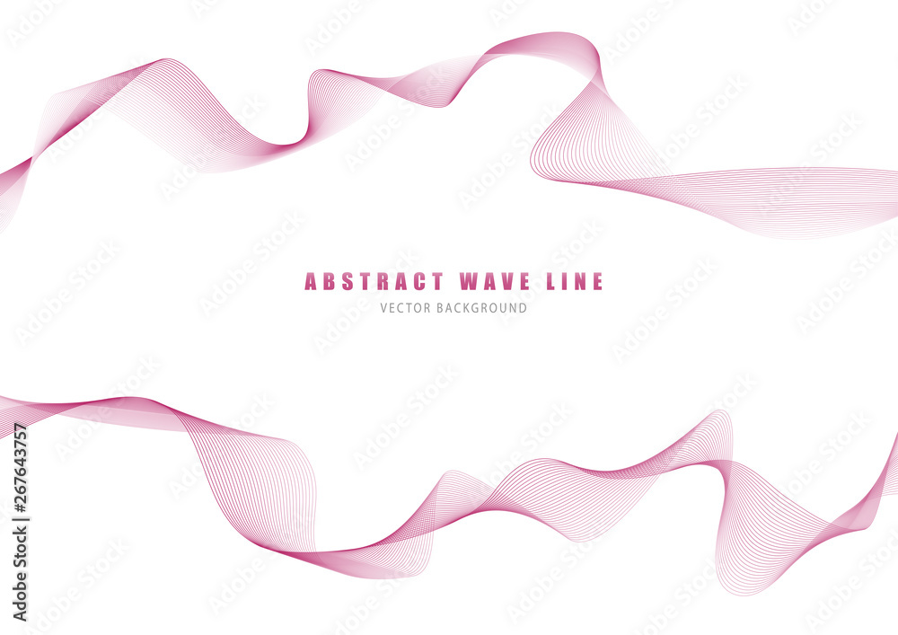 Abstract wave lines with red wine color in the white background. Curved ...