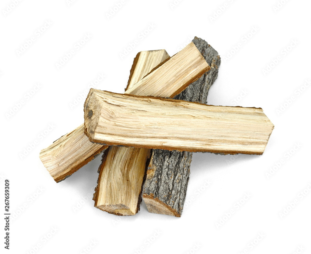 Firewood isolated on white. Oak Log Isolated on a white. Log fire wood ...