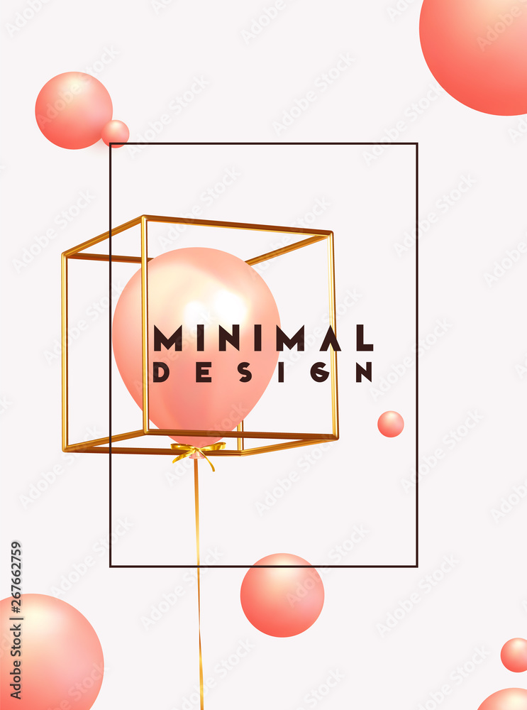 Minimal design background with realistic 3d objects of different shapes ...