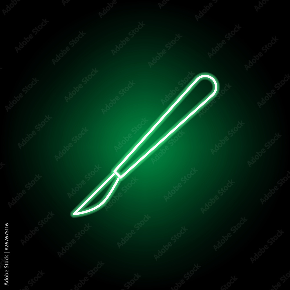 Medical, scalpel icon in neon style. Element of medicine illustration ...