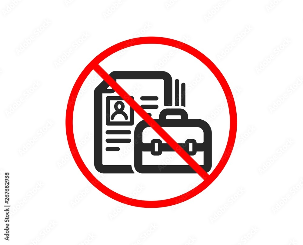 No or Stop. Business case with CV icon. Portfolio symbol. Vacancy or ...