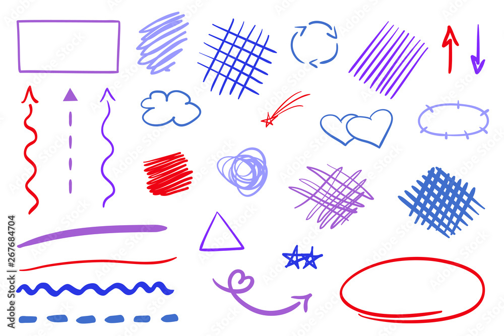 Infographic elements on isolation background. Colored set of sketchy ...