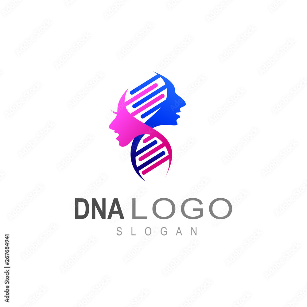 DNA logo, icon of life, male and female face icons Stock Vector | Adobe ...