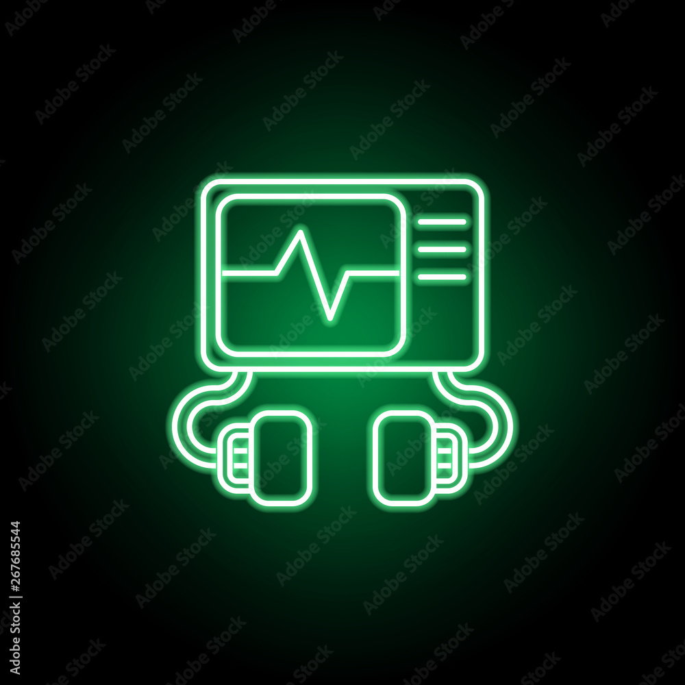 Medical, defibrillator icon in neon style. Element of medicine ...