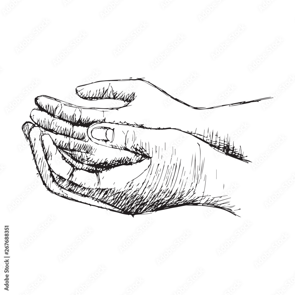 Praying hands. Hand drawing illustration. Stock Vector | Adobe Stock