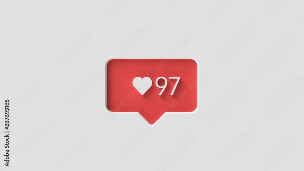Heart of social media counter shows likes over time. From a large ...