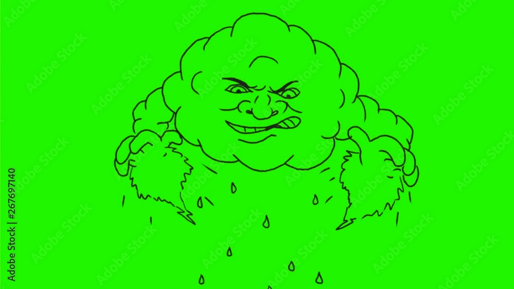 2d Animation motion graphics drawing of a storm or rain cloud throwing ...