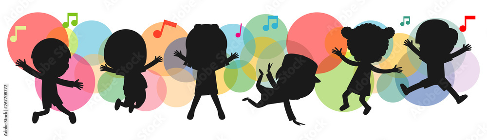 Children Dancing Silhouette