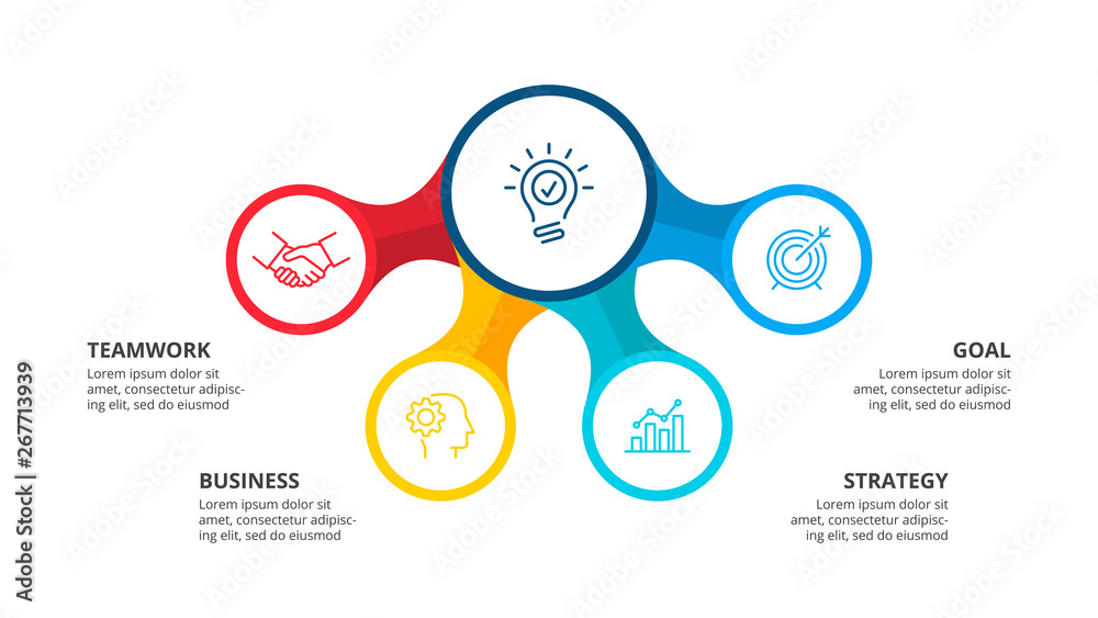 Flowchart infographic template with 4 steps or options. Vector business ...