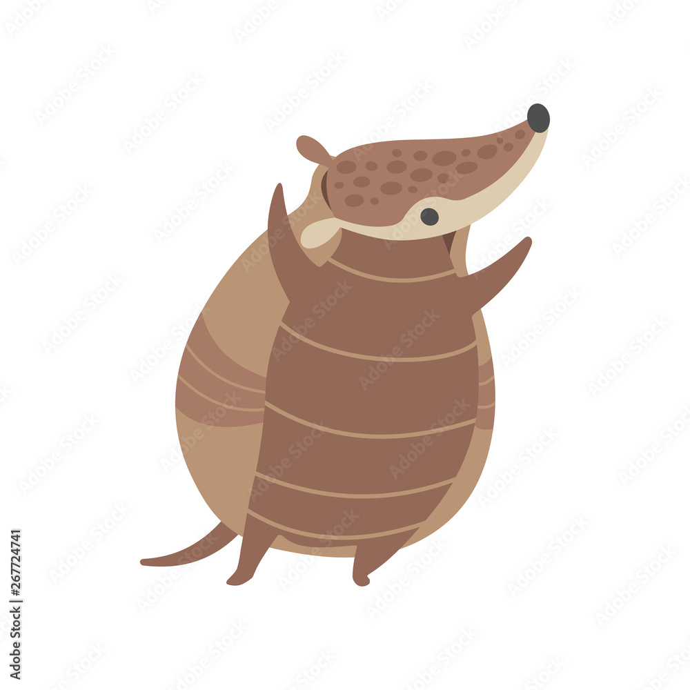 Cute Happy Armadillo Pleistocene Animal Cartoon Character Vector ...