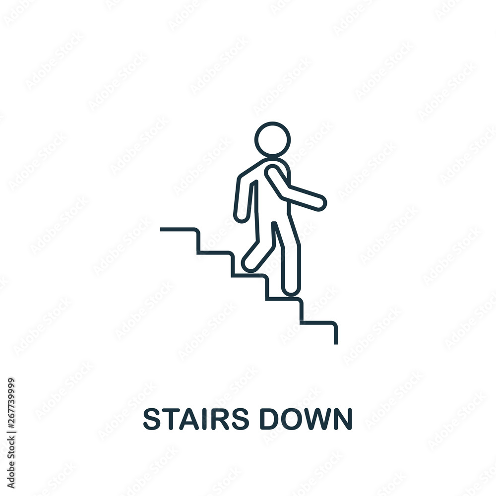 Stairs Down icon. Thin line outline style from shopping center sign ...