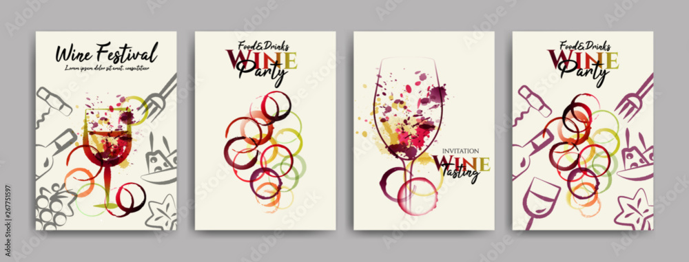 collection of templates with designs for wine, wine and food events ...