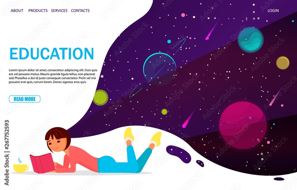 Education vector website landing page design template Stock Vector ...
