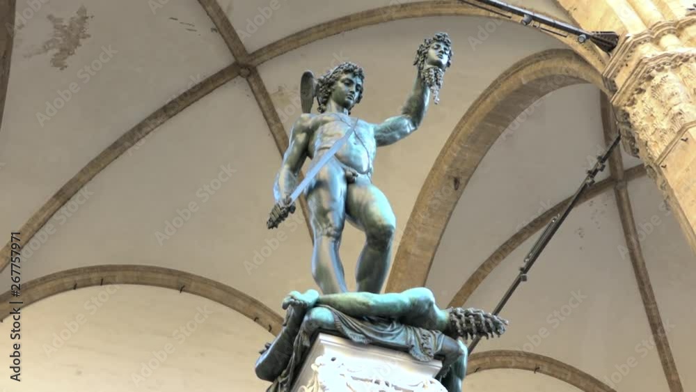 Famous Perseo and Medusa statue by artist Cellini in front of Loggia ...