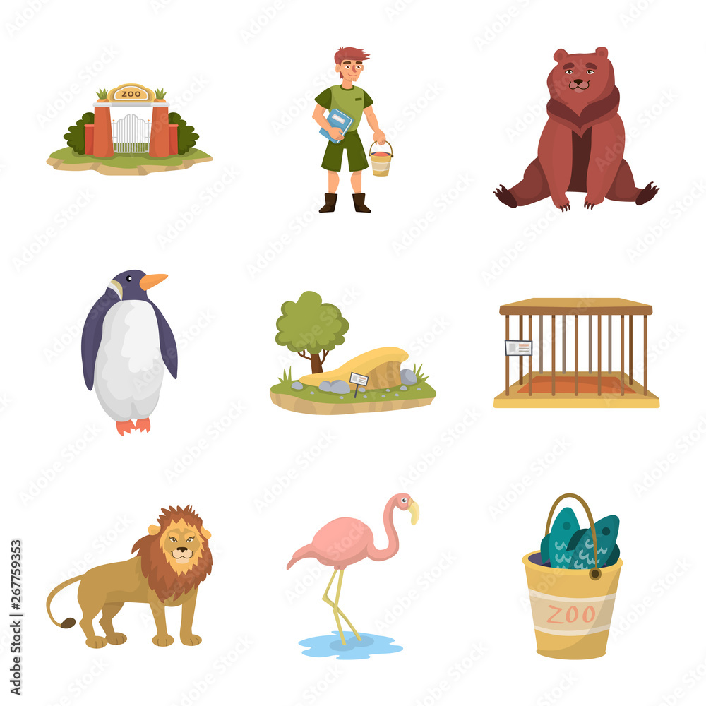 Vector illustration of zoo and park icon. Set of zoo and animal stock ...
