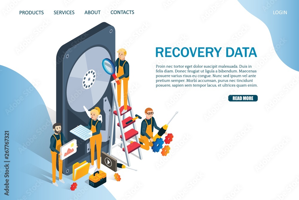 Recovery data vector website landing page design template Stock Vector ...