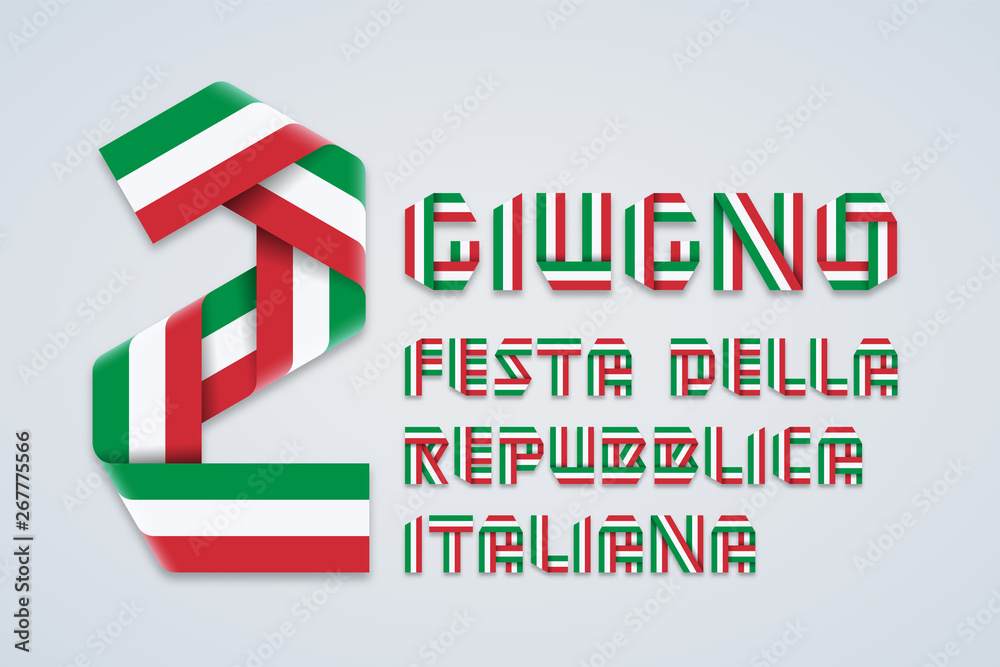 June 2, Italy Republic Day congratulatory design with Italian flag ...