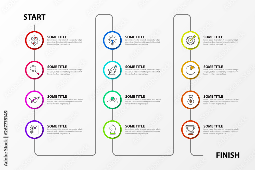 Infographic design template. Timeline concept with 12 steps Stock ...