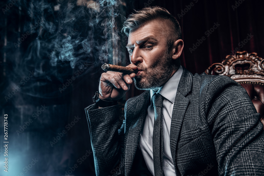 cigar smoker at home Stock Photo | Adobe Stock