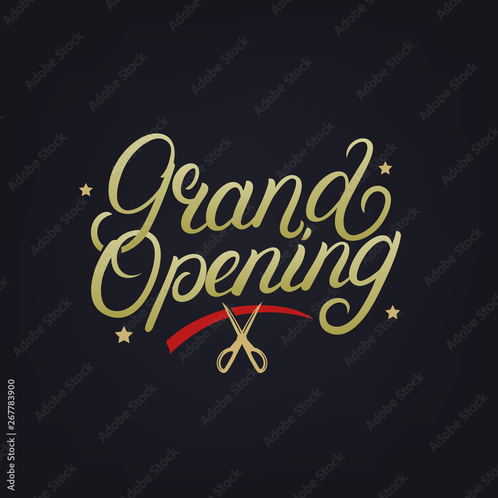 Grand opening hand written lettering. Stock Vector | Adobe Stock