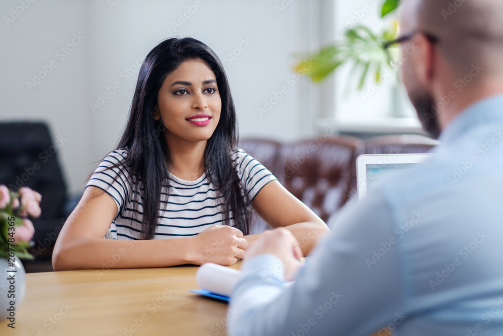 Indian girl attending job interview Stock Photo | Adobe Stock