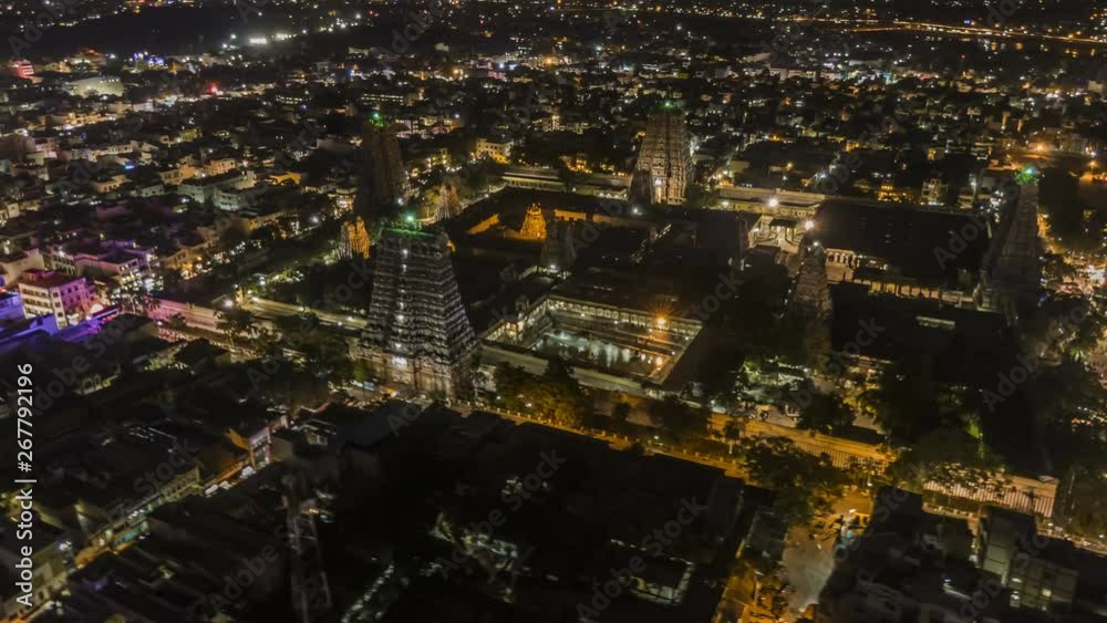 Meenakshi temple in Madurai, 4k hyperlapse drone aerial vídeo do Stock ...