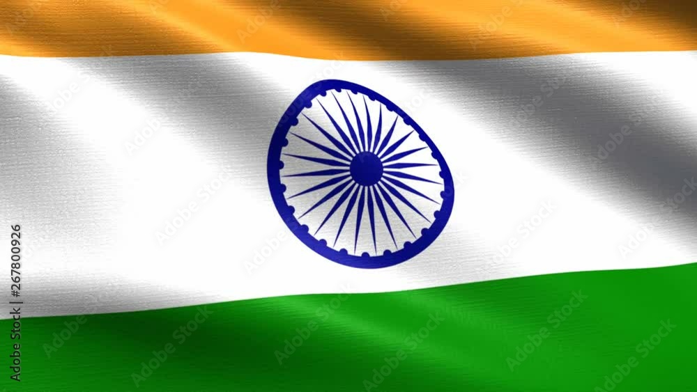 Realistic flag of India, Seamless looping with highly detailed fabric ...