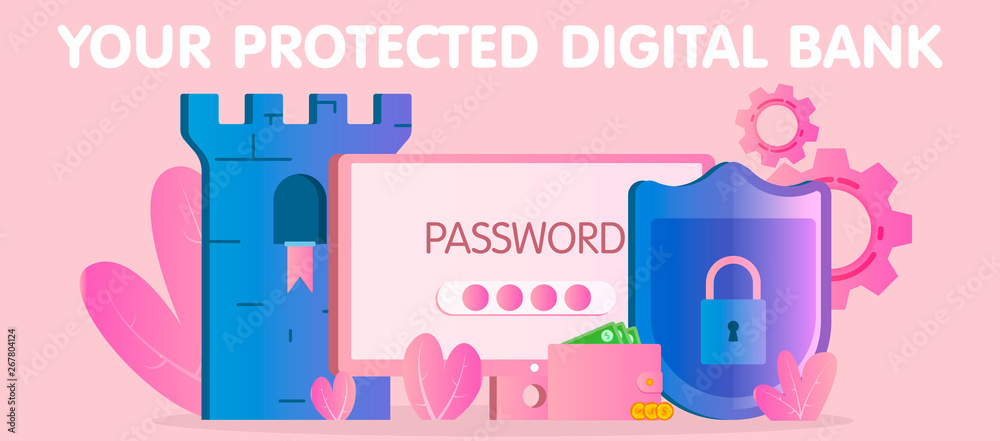 online banking securely protected, the tower and the shield provide ...